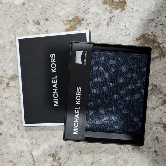 Michael Kors | Accessories | Michael Kors Navy Blue Slim Wallet | Poshmark